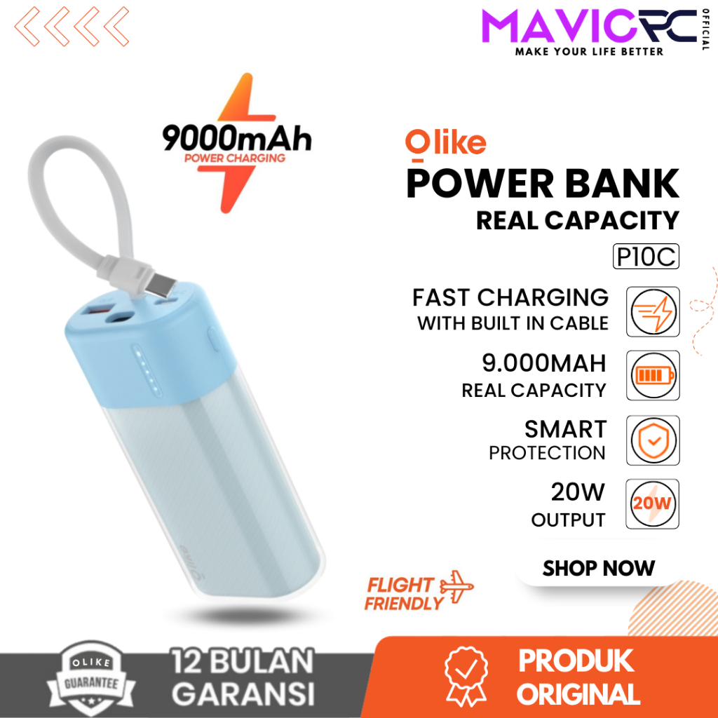 Jual OLIKE P10C Powerbank Mini Size Compact Pop 9000mAh 20W Built-in ...