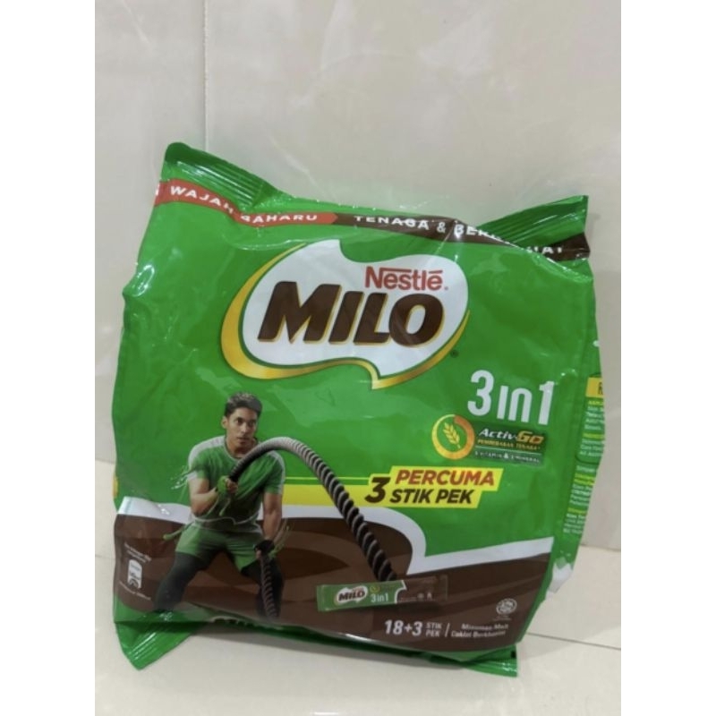 Jual Milo 3in1 Nestle 18sachet percuma 3 sachet active go bubuk malt ...