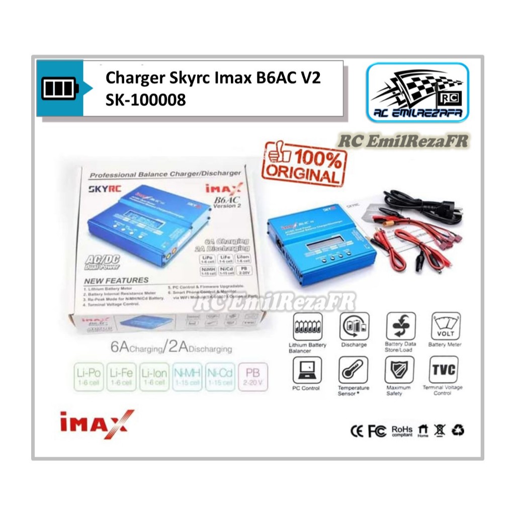 Jual SKYRC IMAX B6AC V2 Charger Discharger Baterai LiPo 1-6 Cells ...