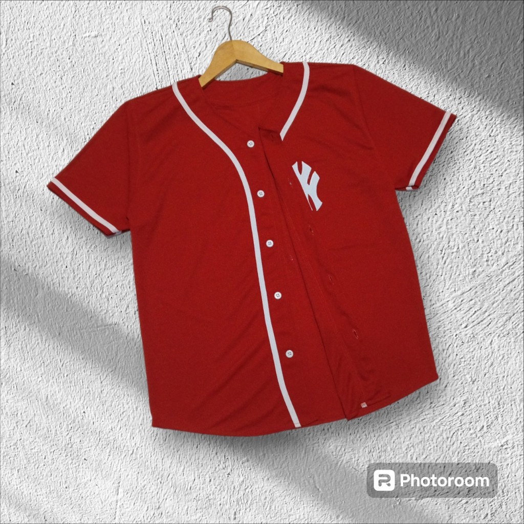 Jual kaos jersey baseball merah list unisex / baju jersey baseball COD ...