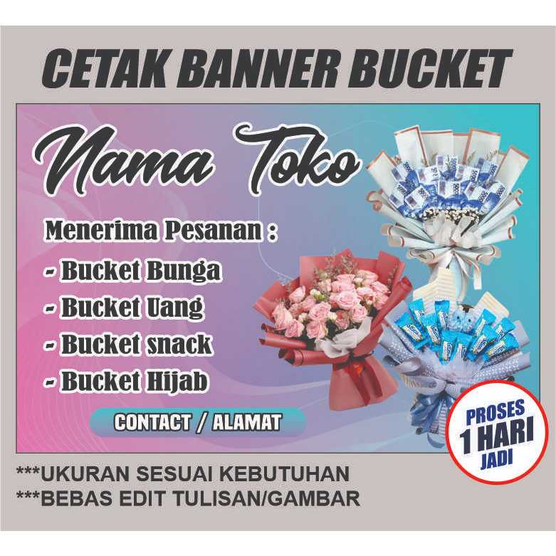 Jual Banner Spanduk Bucket/ Bouquet Costum Bebas Gambar | Shopee Indonesia