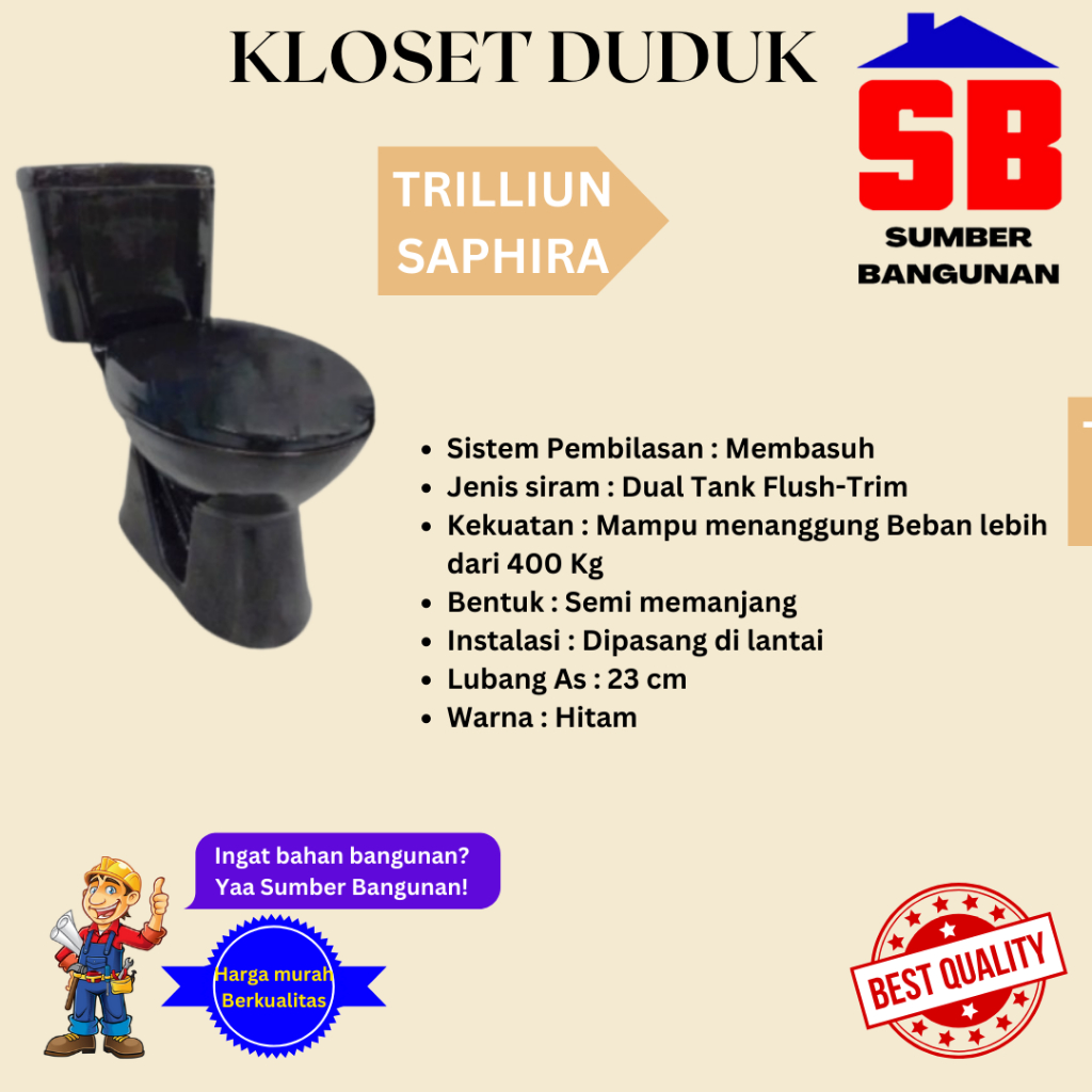 Jual KLOSET DUDUK TRILLIUN SHAPIRA HITAM CLOSET DUDUK TRILLIUNWARE ...
