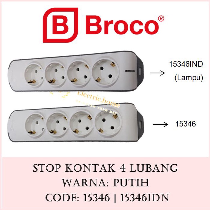 Jual KODE H98T BROCO STOP KONTAK MIRING 4 LUBANG 15346 15346IDN LAMPU ...