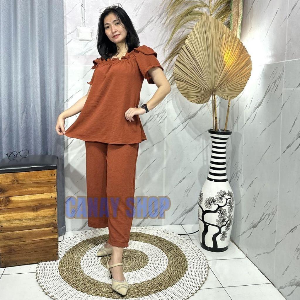 Jual CANAY One set Fuji Crinkle Polos Bahan Kualitas Terbaik / Setelan ...