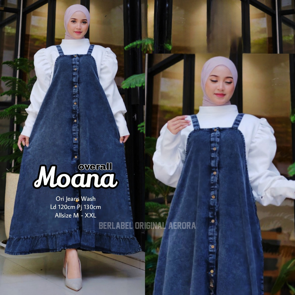 Jual Aerora Moana Overall Overal Rok Kodok Dress Jeans Wanita Jumbo Big ...