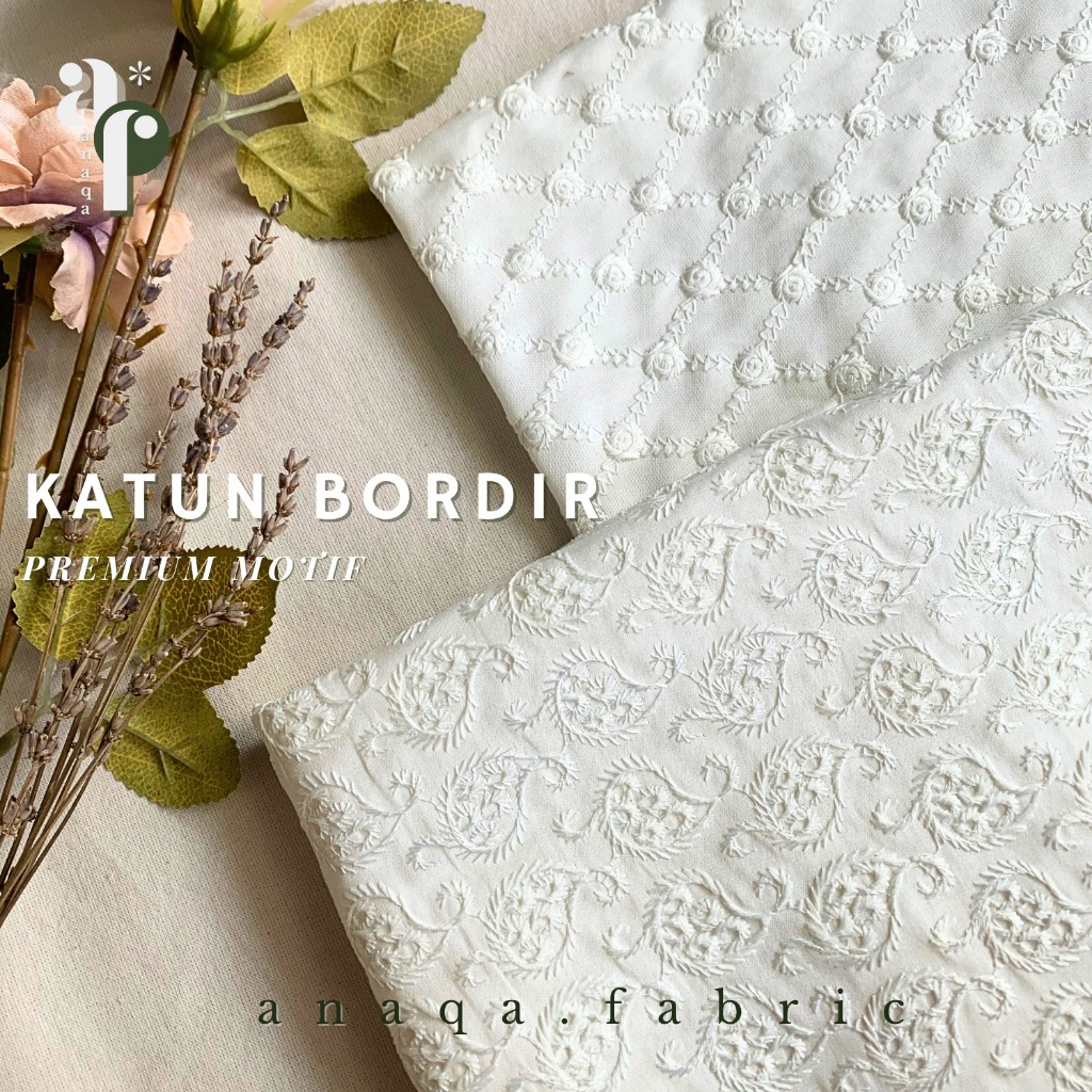 Jual 1/2 meter Kain Katun Bordir Motif Bahan Dress, Mukena, Outer, Blus ...