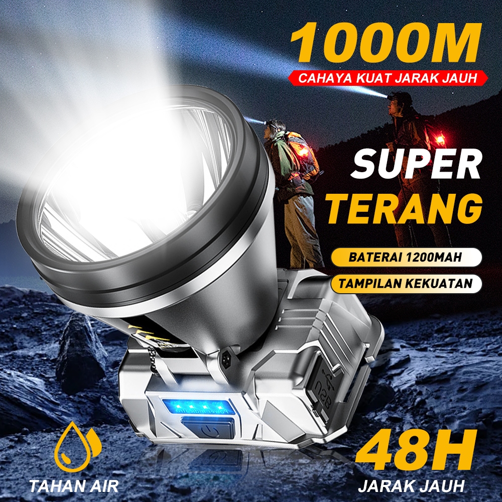 Jual Senter Kepala Super Terang 500 Watt Headlamp Outdoor Senter Kepala ...