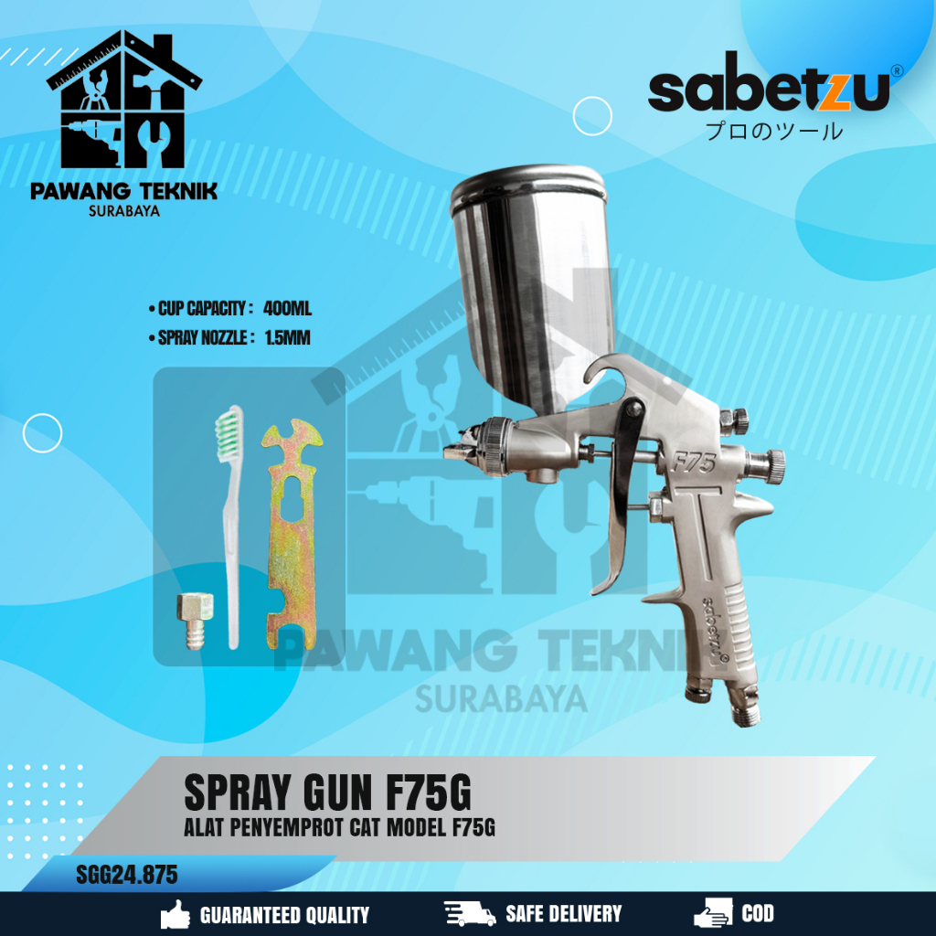 Jual Sabetzu Spray Gun F75G Tabung Atas Alat Penyemprot Cat Mesin Kompresor Angin Spraygun Udara ...