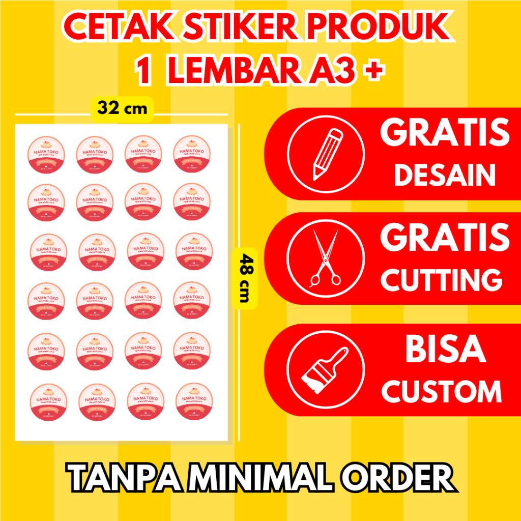 Jual CETAK STIKER A3+ LABEL OLSHOP MAKANAN MINUMAN KEMASAN MURAH ...