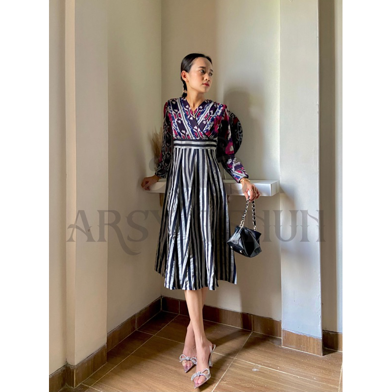 Jual ARSYTENUN - Mahyra Dress (dress tenun casual formal dres kondangan dres couple dres pesta ...
