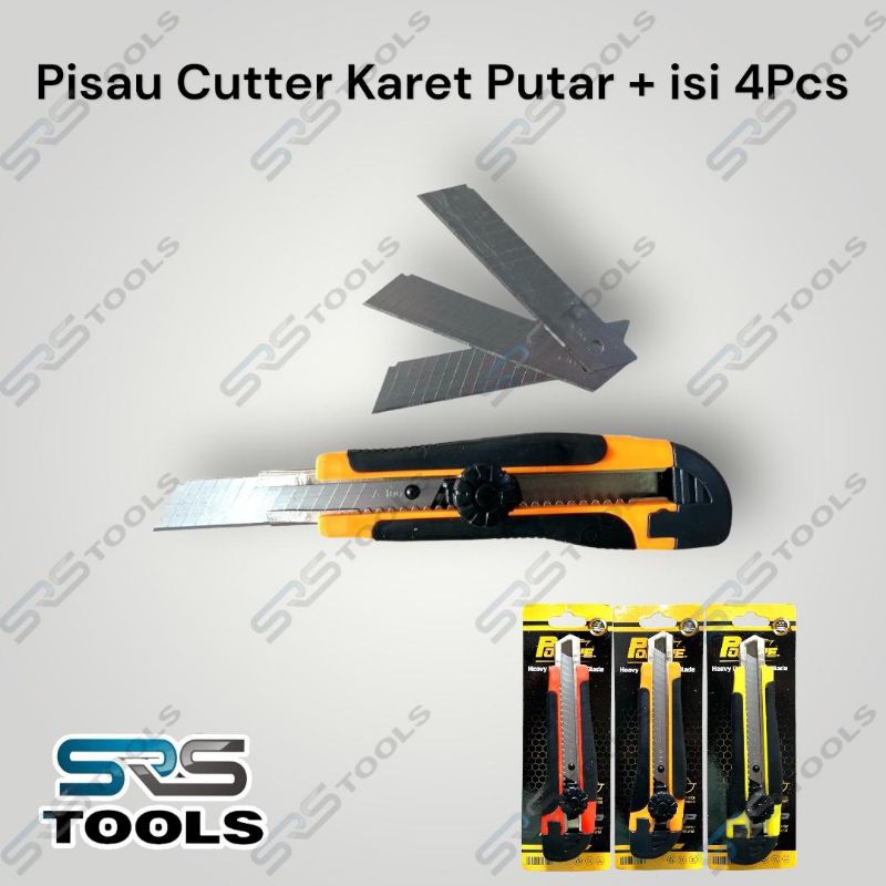 Jual Pisau Cutter Cuter Kater 18mm model putar Dorong ( pisau isi 3 ...