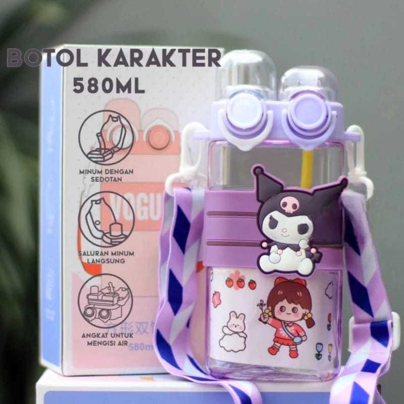 Jual BOTOL MINUM SANRIO BOTOL ANAK KARAKTER KUROMI UNGU 2in1 TEGUK ...