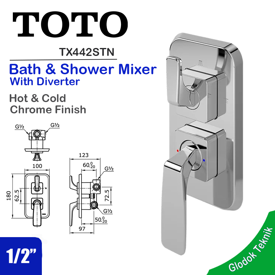 Jual Toto Kran Tanam Shower mixer Panas Dingin with diverter TX442STN ...