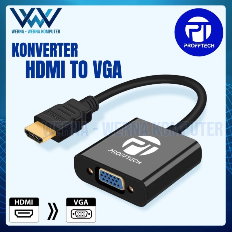 Jual KONVERTER HDMI TO VGA ADAPTER CONVERTER PROFFTECH | Shopee Indonesia
