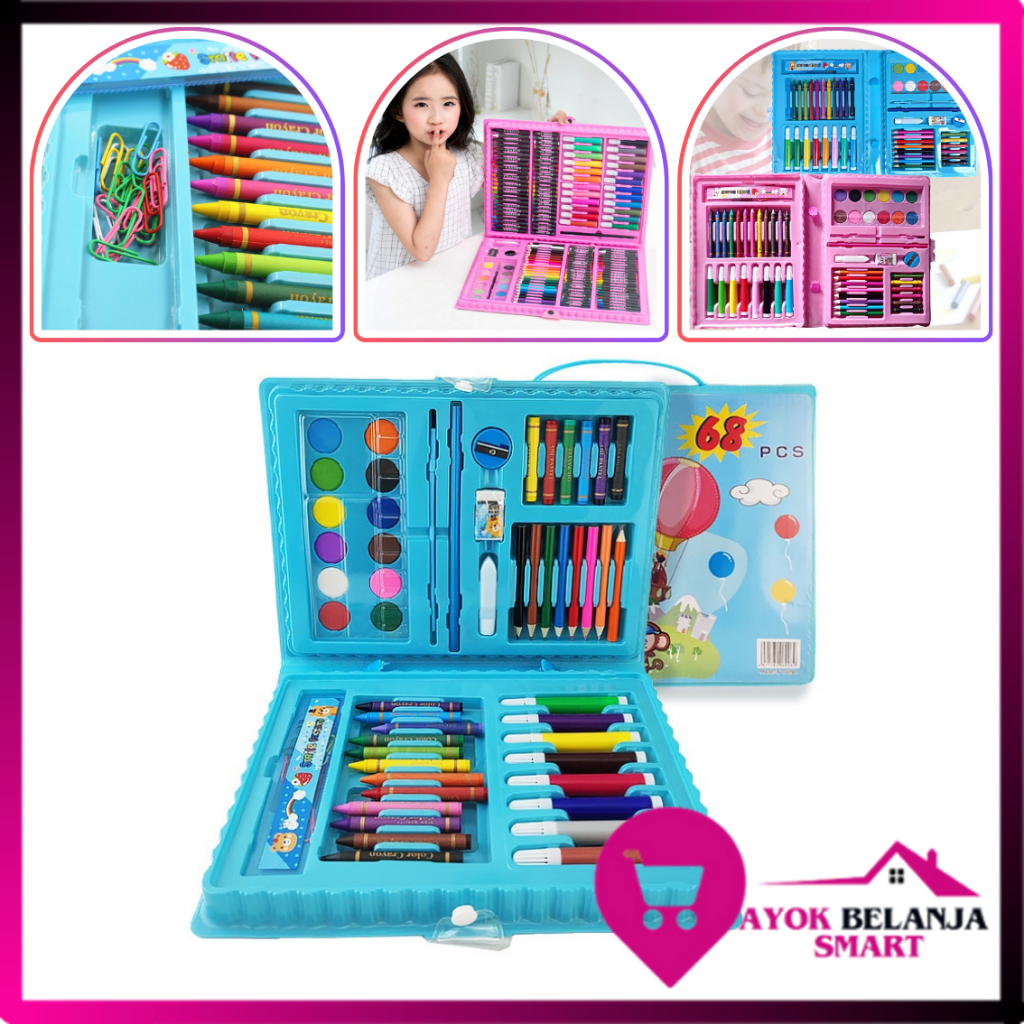 Jual ABS Drawing Set 68Pcs Oil Pastel Crayon 68 IN 1 Set Krayon ...