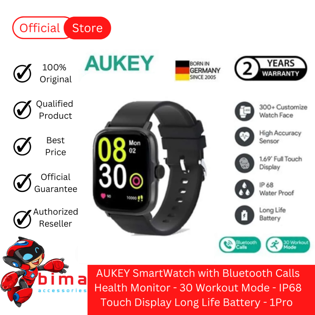 Jual AUKEY SmartWatch Bluetooth Calls Touch Display Long Life Battery ...