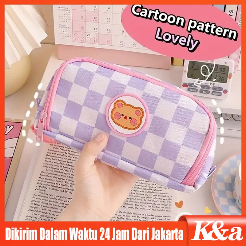 Jual Tempat Pensil Motif Kotak Pensil Kartun Beruang Sleting Korea ...