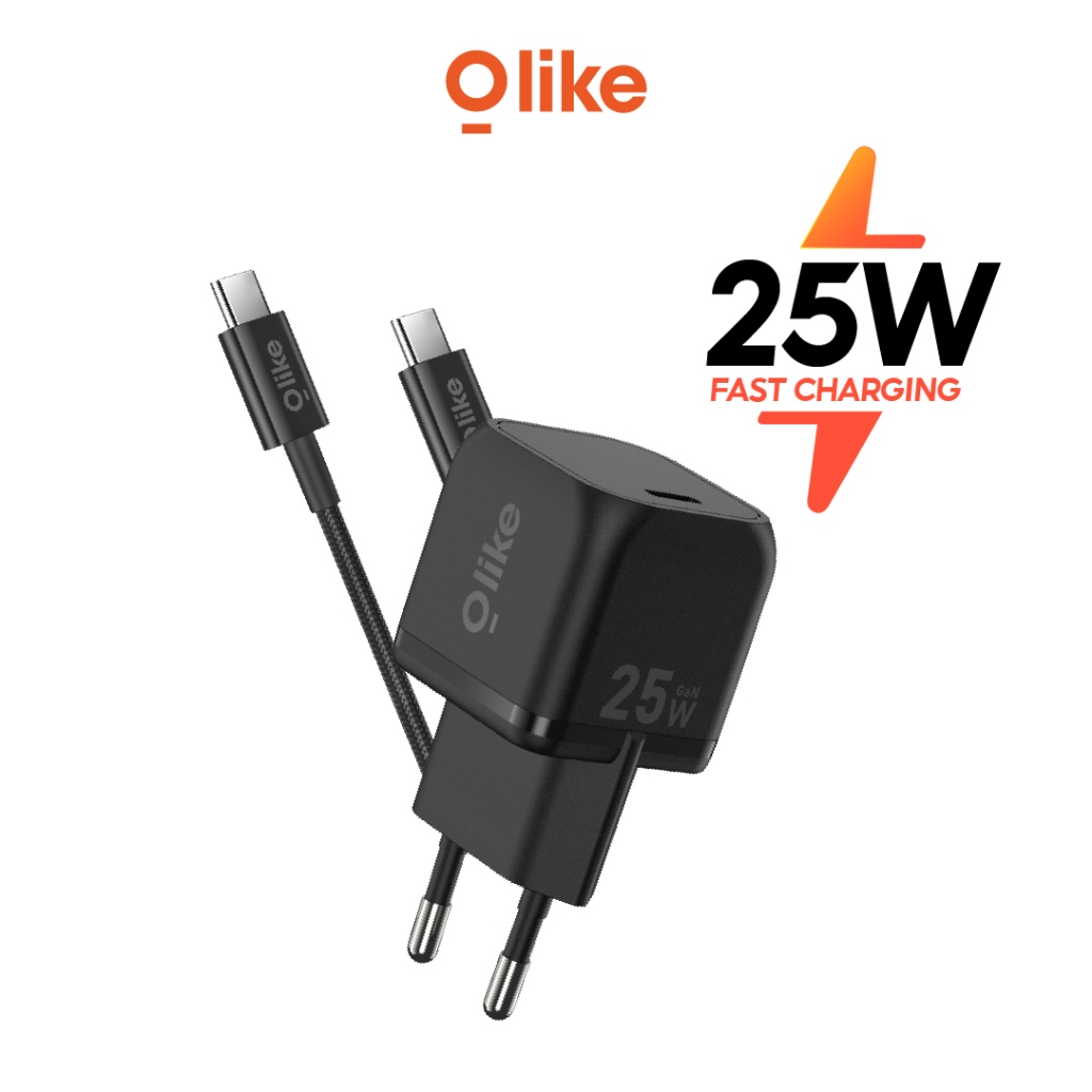 Jual OLIKE Charger Mini GaN25 25W Type C + Kabel C to C Fast Charging ...