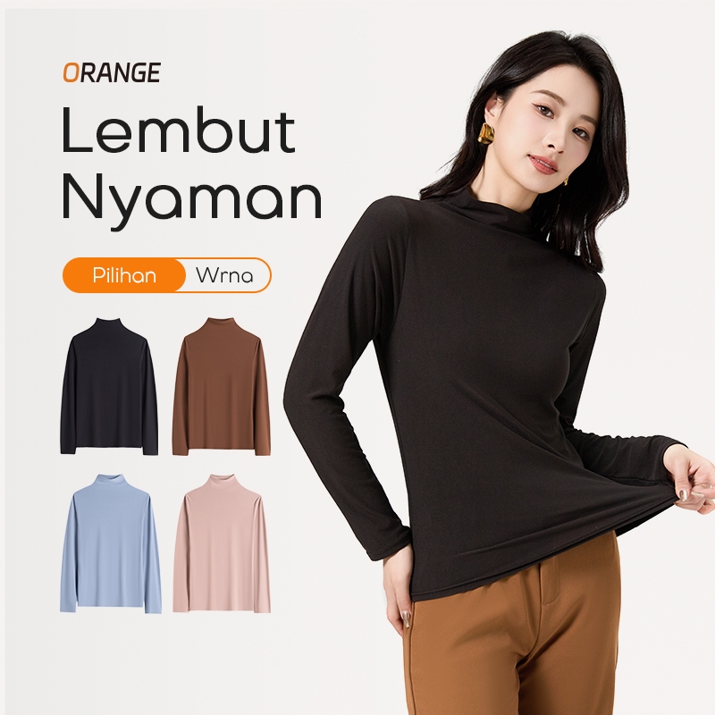 Jual Kemeja Turtleneck Lengan Panjang/Blus Wanita/Kaos Slim Fit Wanita ...