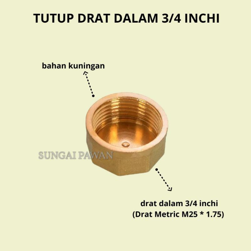 Jual tutup drat ulir dalam 3/4 inchi kuningan end plug penutup tutupan ...
