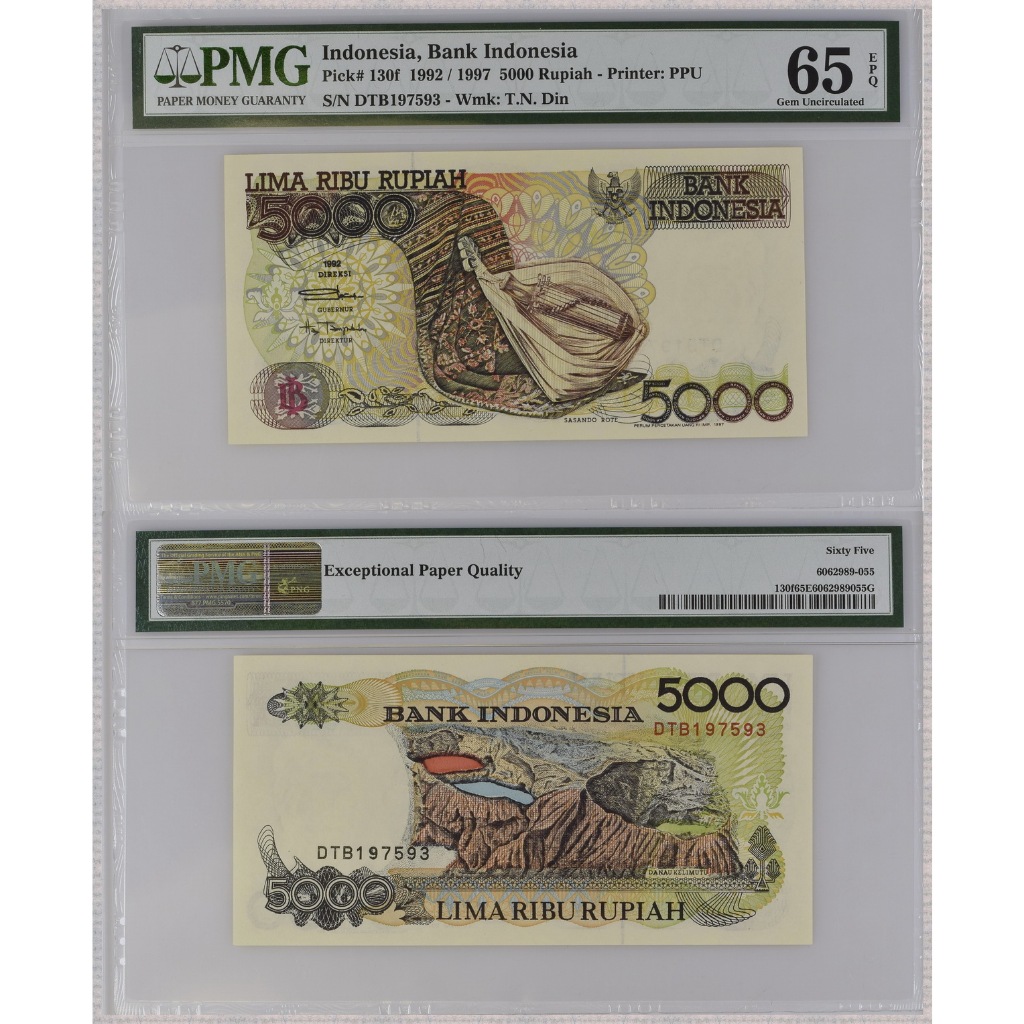 Jual Uang kuno PMG 65 EPQ - 5000 rupiah tahun 1992 Sasando | Shopee Indonesia
