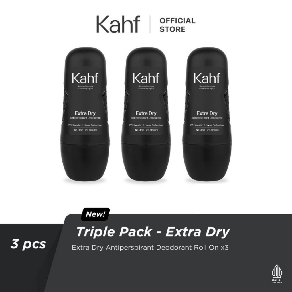 Jual MFI - Paket 3 pcs Kahf Extra Dry Antiperspirant Deodorant Roll On 45 ml | Shopee Indonesia