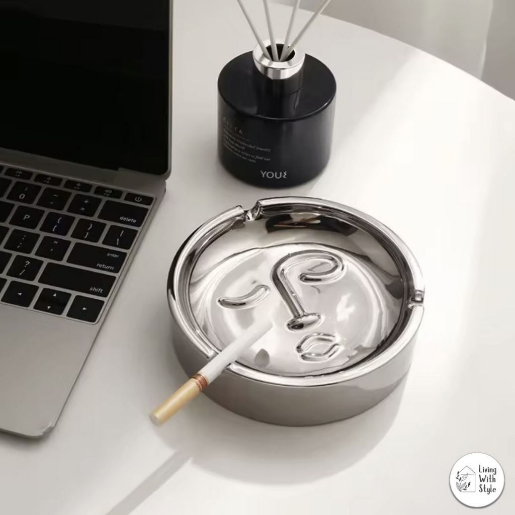 Jual Living With Style - Abstract Face Silver Ashtray / Asbak Motif ...