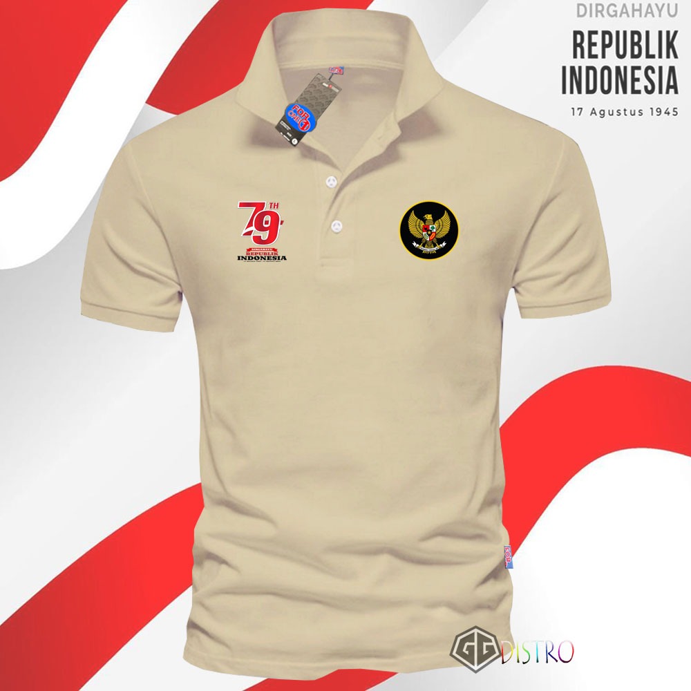 Jual T-SHIRT POLO - Kaos Polo Kerah Lengan Pendek Kemerdekaan Garuda Bulat 01 HUT-RI KE 79 Tahun ...