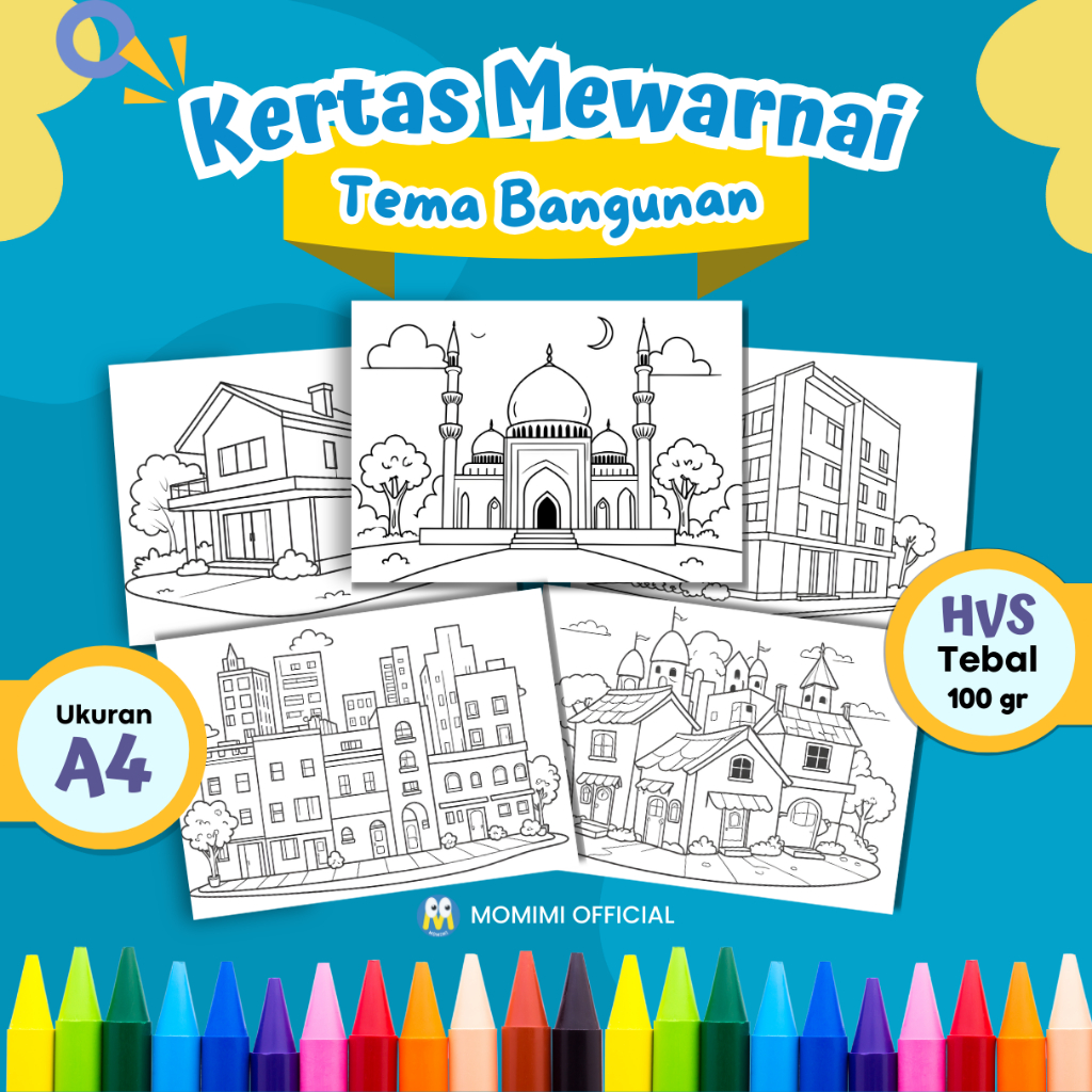 Jual KERTAS MEWARNAI ANAK TEMA BANGUNAN / KERTAS GAMBAR MEWARNAI UNTUK ...