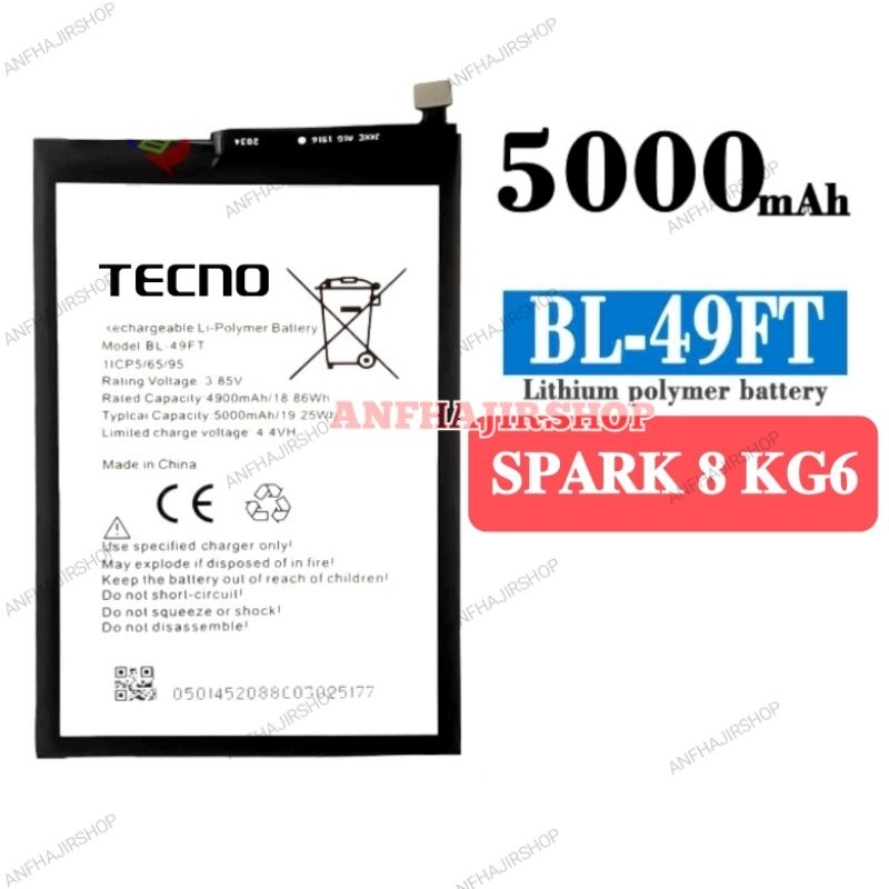 Jual BATRE BATERAI TECNO SPARK 8 KG6 BL-49FT BATRAI BATTERY TECNO ...