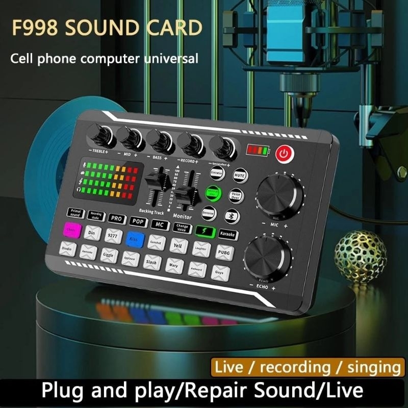 Jual Soundcard F998 Live Audio Mixer Broadcast Recording Karaoke - Sound Card F998 (KING ...