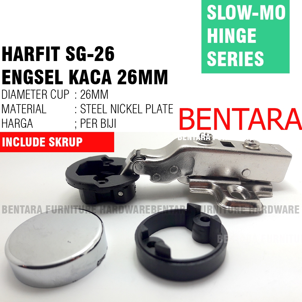 Jual HARFIT SG-26 ENGSEL SENDOK KACA 26MM SLOW MOTION SOFT CLOSE GLASS ...
