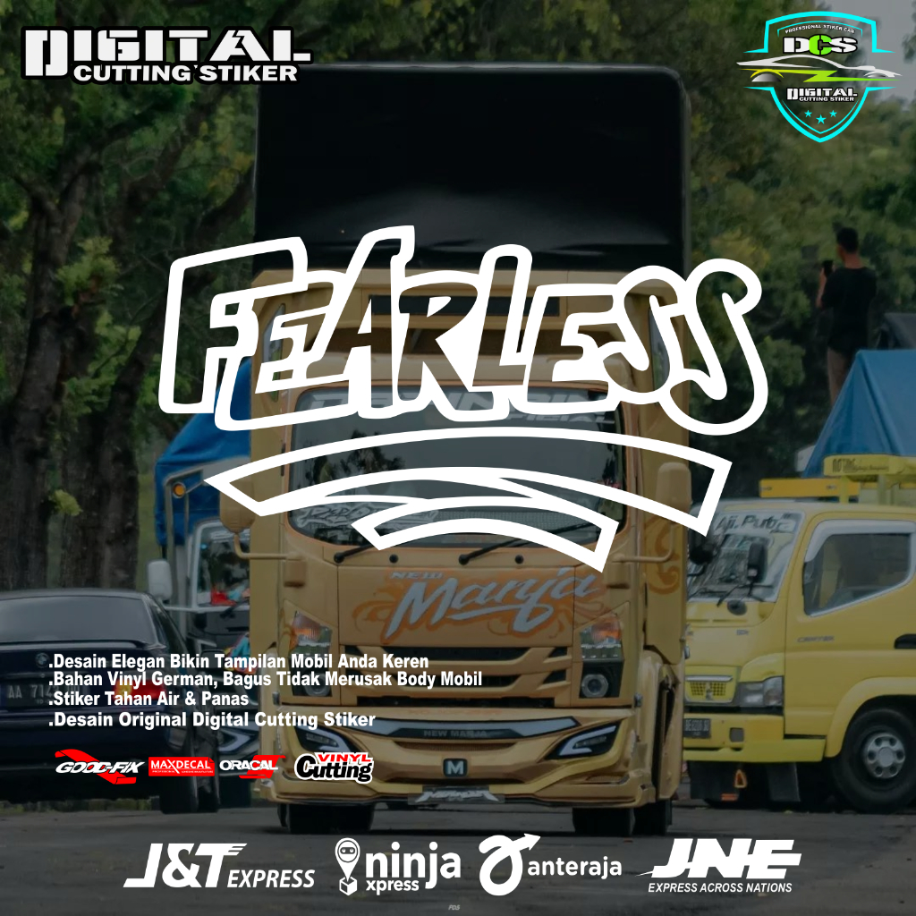 Jual Stiker kata kata truk fearless variasi kaca mobil pickup truk ...