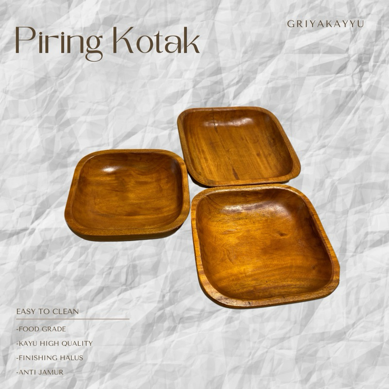 Jual (ECER) Piring Persegi Kayu - piring kayu jati Kotak - piring kayu ...
