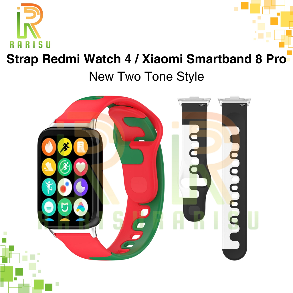 Jual Strap Xiaomi Smartband 8 PRO Dua Warna Tali Strap Redmi Watch 4 Bahan Silikon Two Tone ...