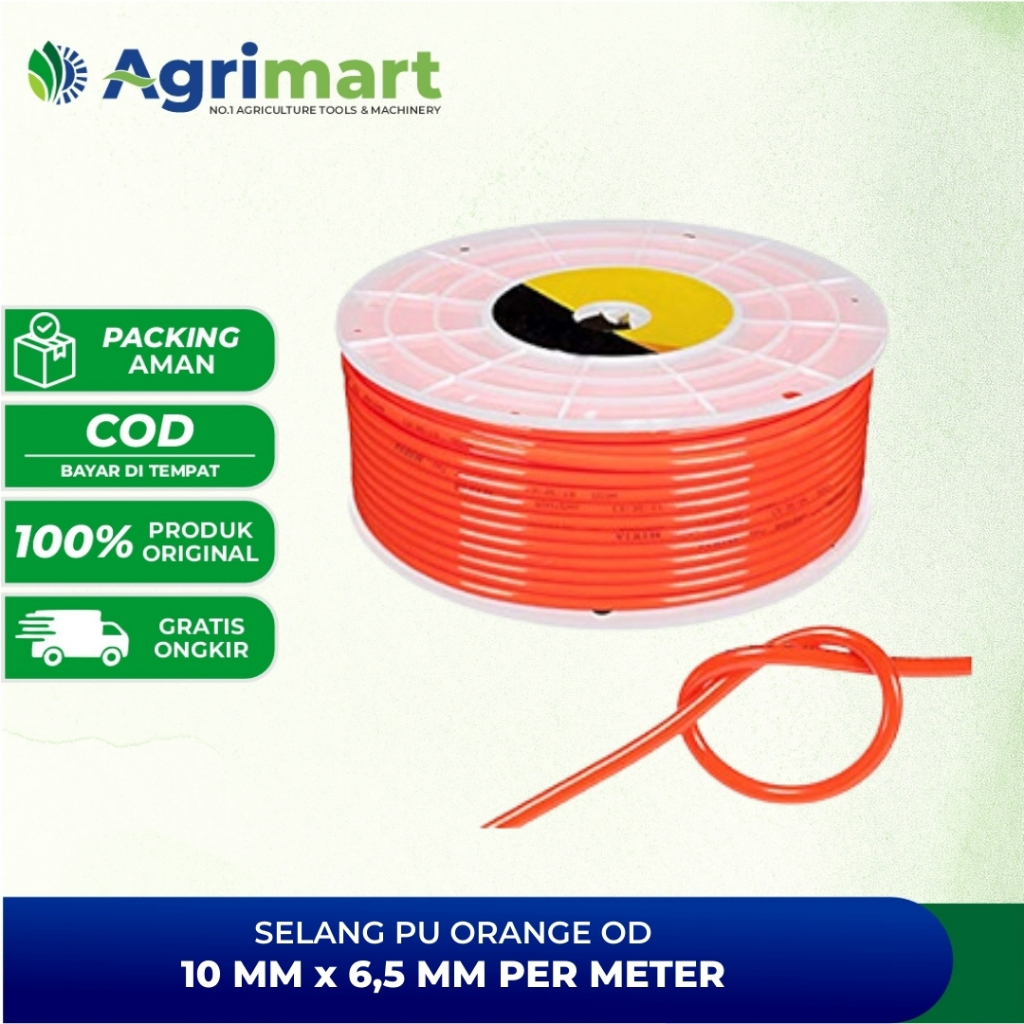 Jual Selang Angin PU Polyurethane Pneumatic Hose Orange OD 10 mm x 6,,5 ...