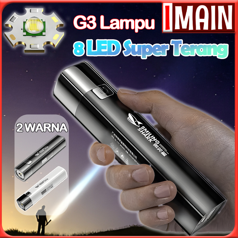 Jual SMILING SHARK Senter 8 LED Super Terang (ORIGINAL)/ Jarak jauh ...