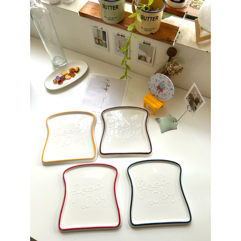 Jual Piring keramik bentuk roti / toast bread plate GOOD DAY ceramic ...
