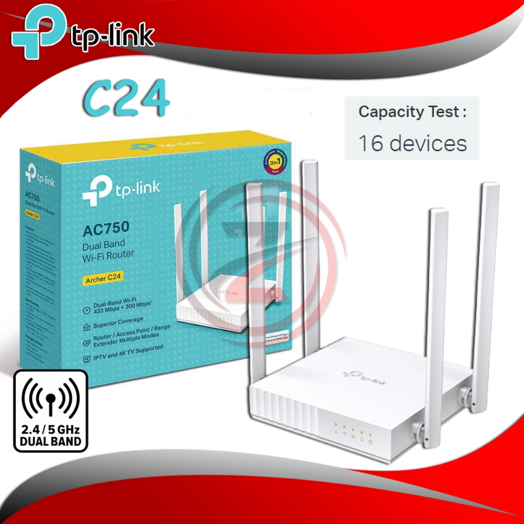 Jual TP-Link Archer C24 AC750 Dual-Band Wi-Fi Router Multi-Mode 4x antennas | Shopee Indonesia