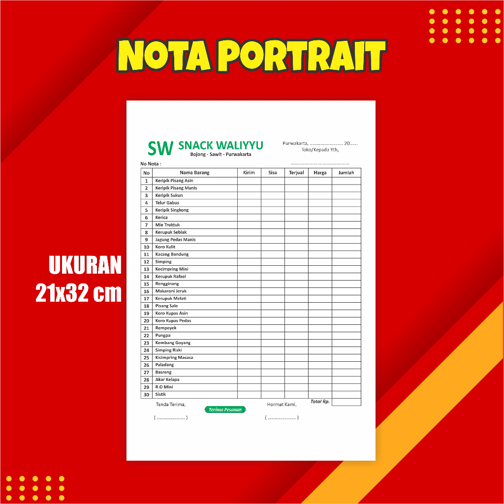 Jual Cetak Nota Full Colour 2 Ply Ukuran A4/F4, Cetak Nota Nama Toko ...