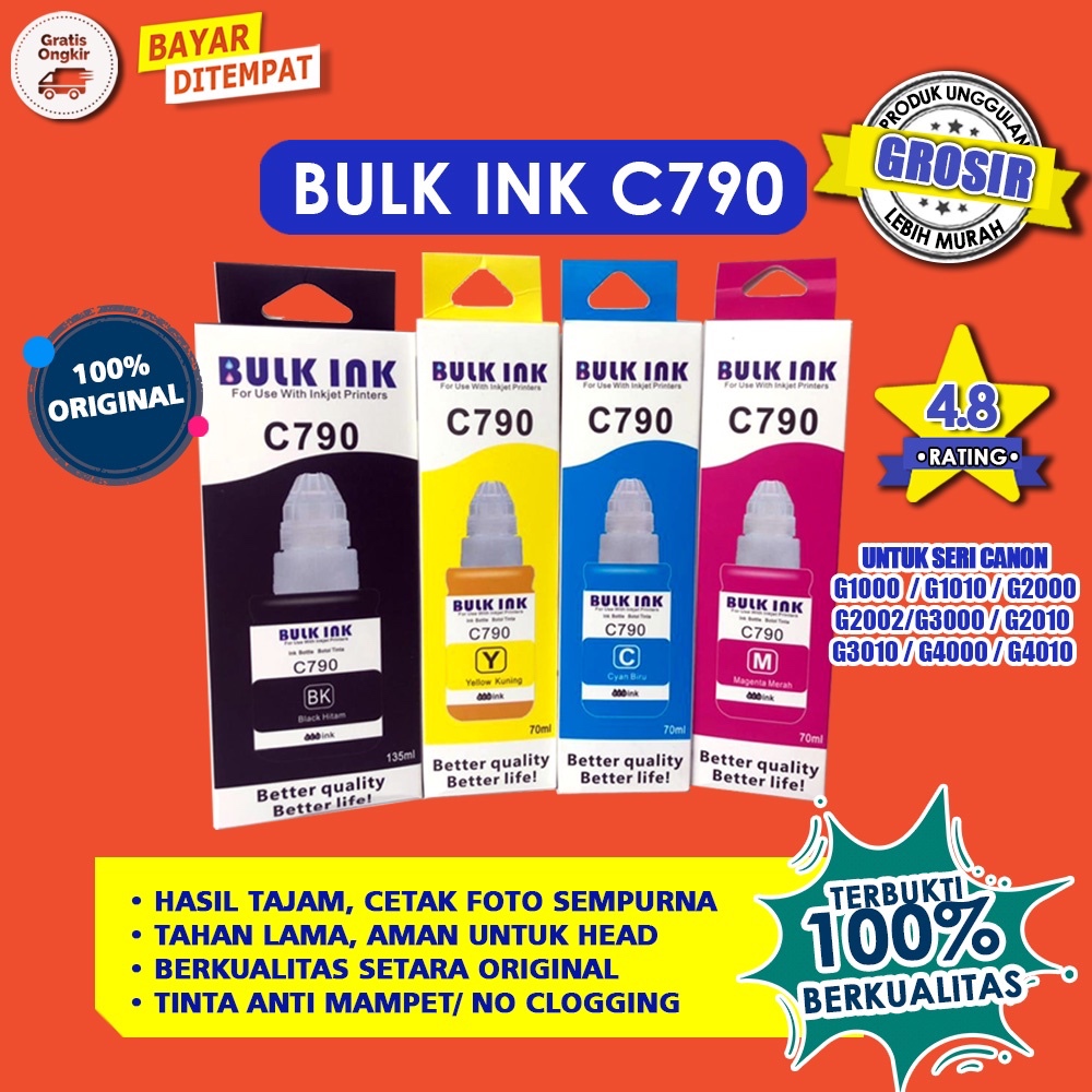 Jual Tinta Bulk Ink Canon C790 Pixma Printer G1000 G2000 G3000 Original ...