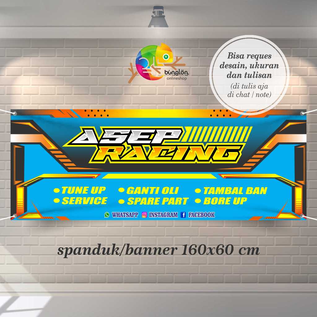 Jual Spanduk Banner Bengkel Speed Racing Team Model A Free Custom ...