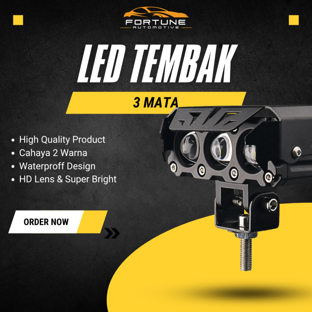 Jual TERMURAH!!! LED TEMBAK SQL 3 MATA SUPER TERANG 2 WARNA / FOGLAMP ...