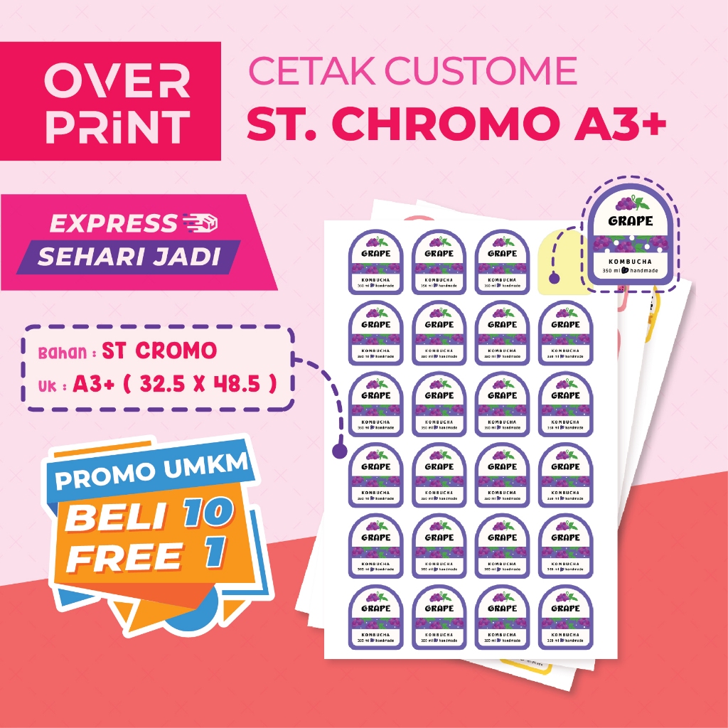 Jual SAMEDAY Cetak Stiker Chromo A3+ 32.5 x 48.5 Cm PRINT & CUT ...
