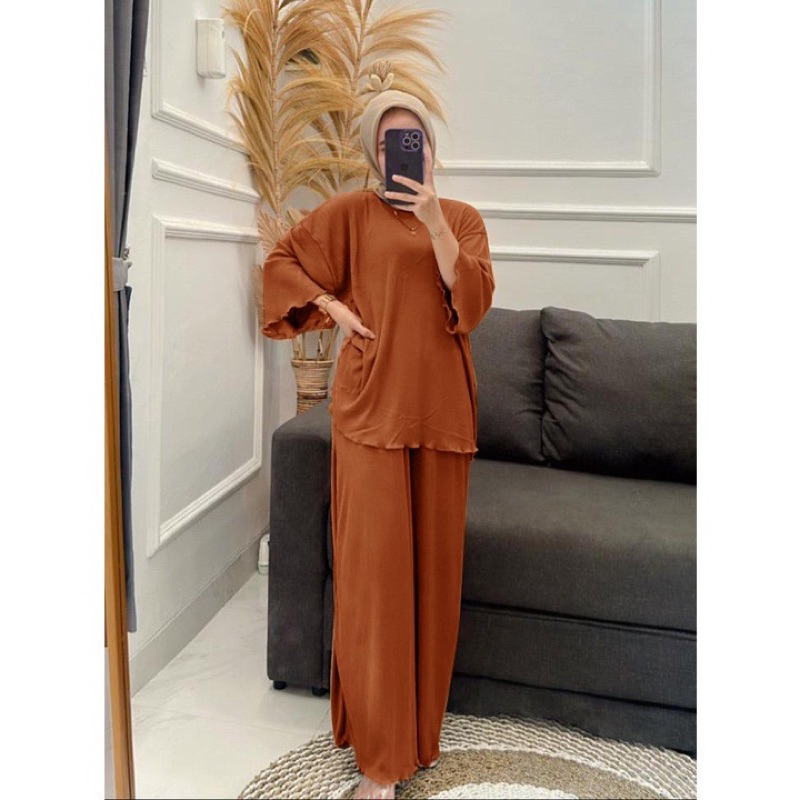 Jual SET KNIT RIB PREMIUM/SETELAN WANITA KNIT/SETCEL WANITA/Loren one ...