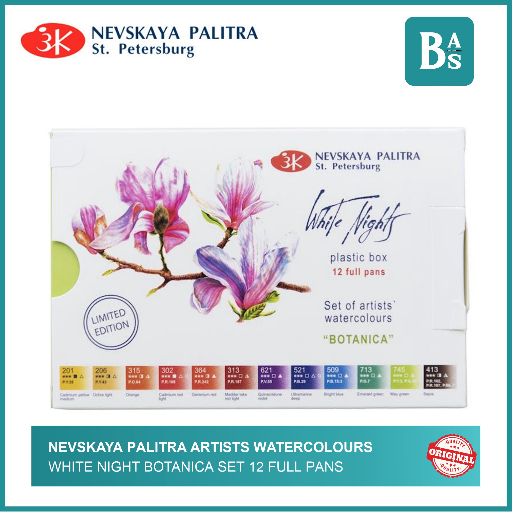 Jual Nevskaya Palitra - Artist Watercolors Set 12 Full Pans Botanica ...