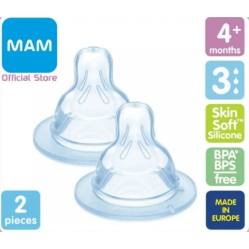 Jual MAM TEATS FAST FLOW 4+ months Skin soft isi 2 pcs | Shopee Indonesia