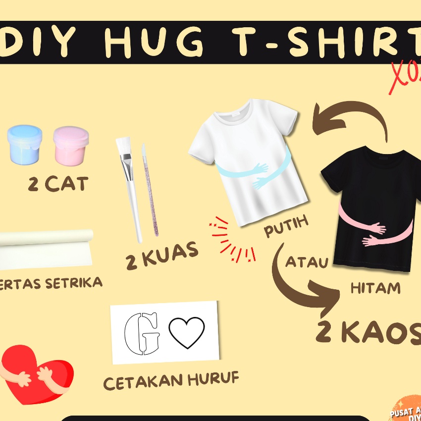Jual Mega DIY Hug TShirt 1 Set Boyfriend Girlfriend Couple Baju Kaos Polos Kiss Kisses Peluk ...