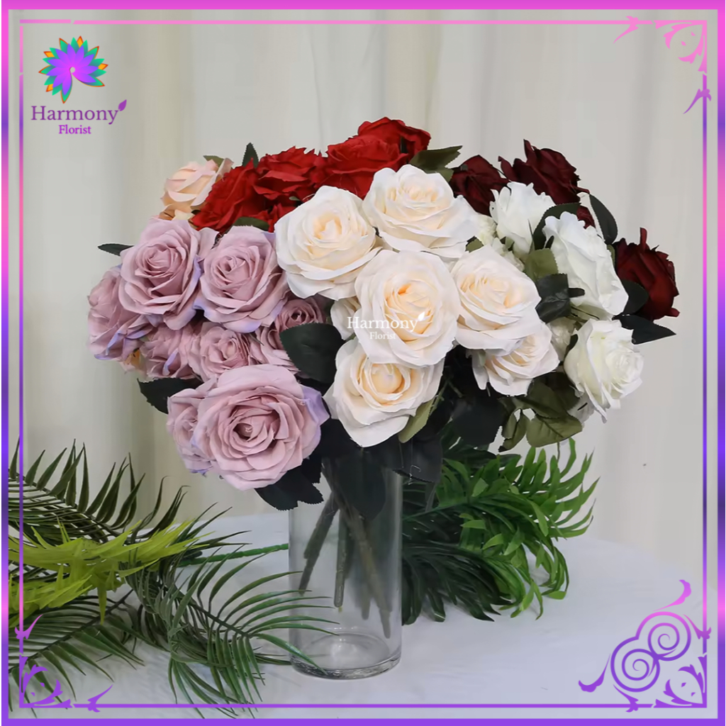 Jual BUNGA MAWAR ROSE TANGKAI 5 MURAH ARTIFICIAL - MAWAR PLASTIK ROSE ...