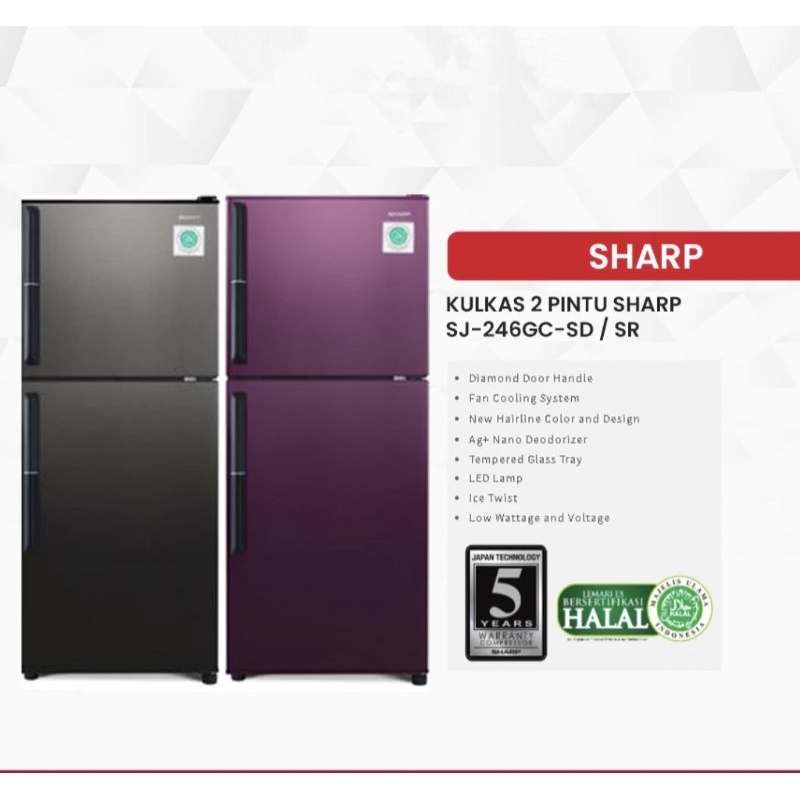 Jual Kulkas Dua Pintu Sharp 137L SJ-246GC | Shopee Indonesia